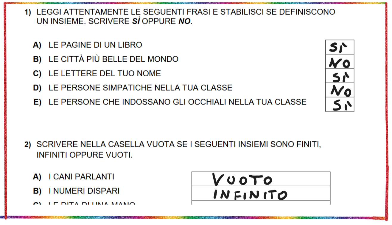 Verifica sugli insiemi - Matematica Facile